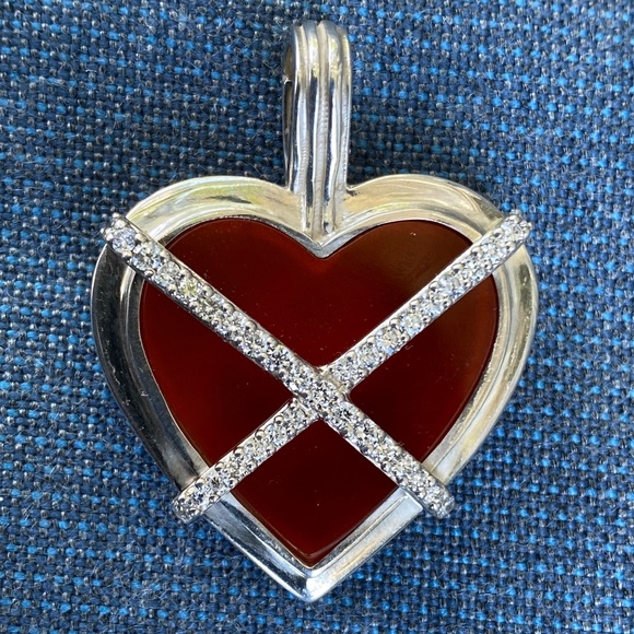 SLANE | Jewelry | Slane Diamond Carnelian Enhancer Necklace Pendant ...